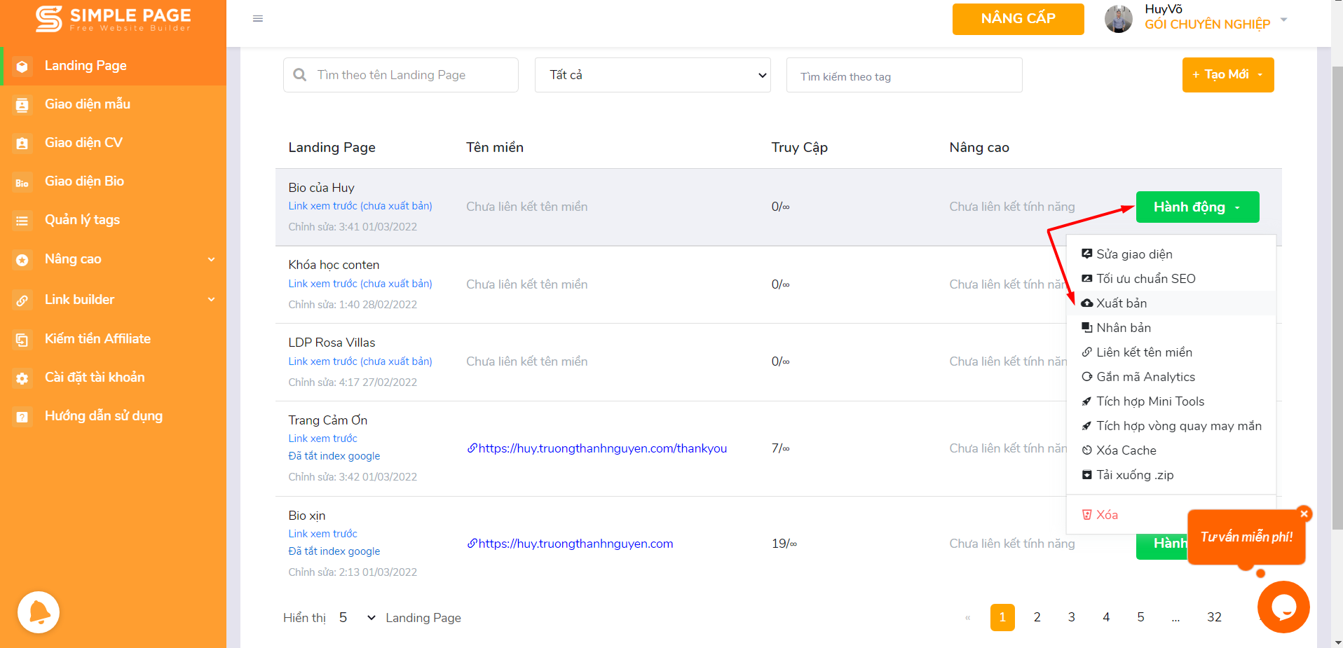 HD thay đổi link Biopage hoặc CVlink | Wiki Simple Page